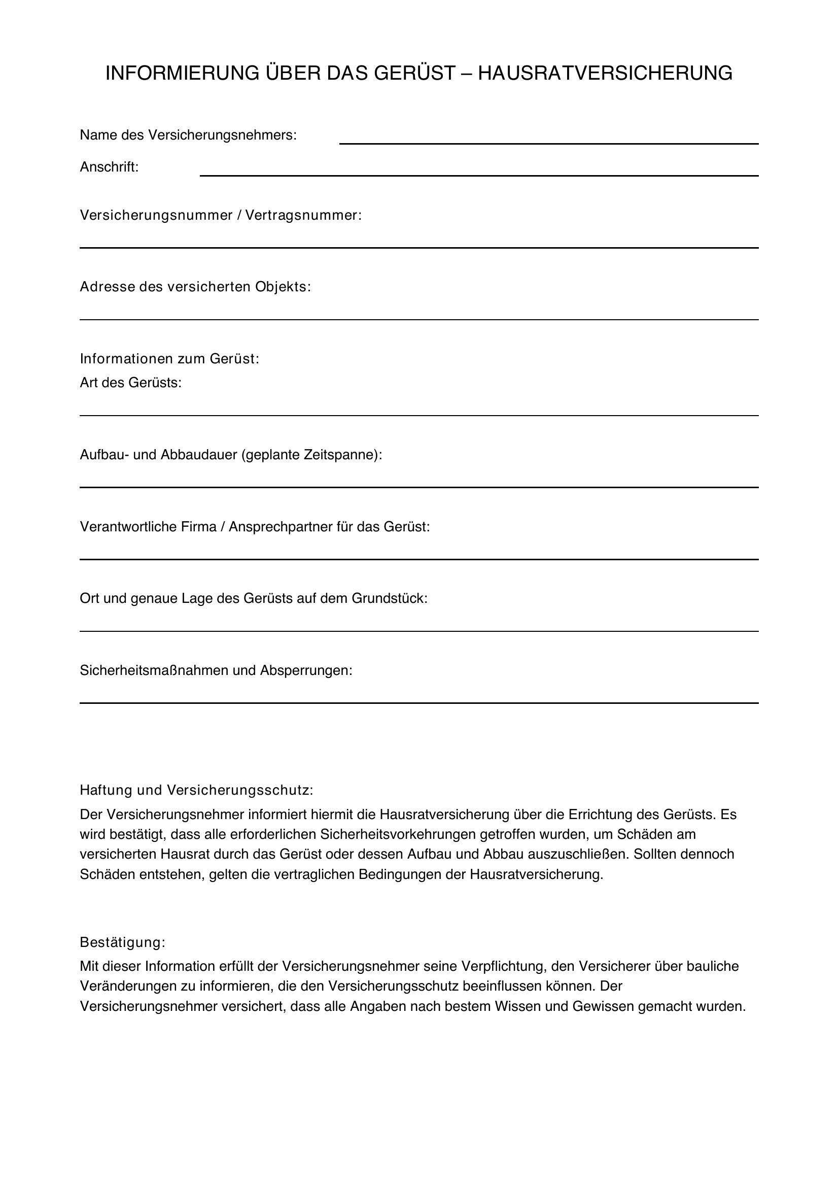 Hausratversicherung Gerust Melden